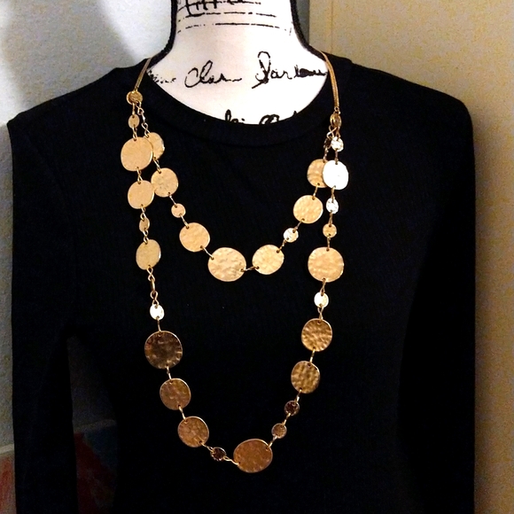 Express | Jewelry | Express Double Strand Goldtone Medallion Necklace ...